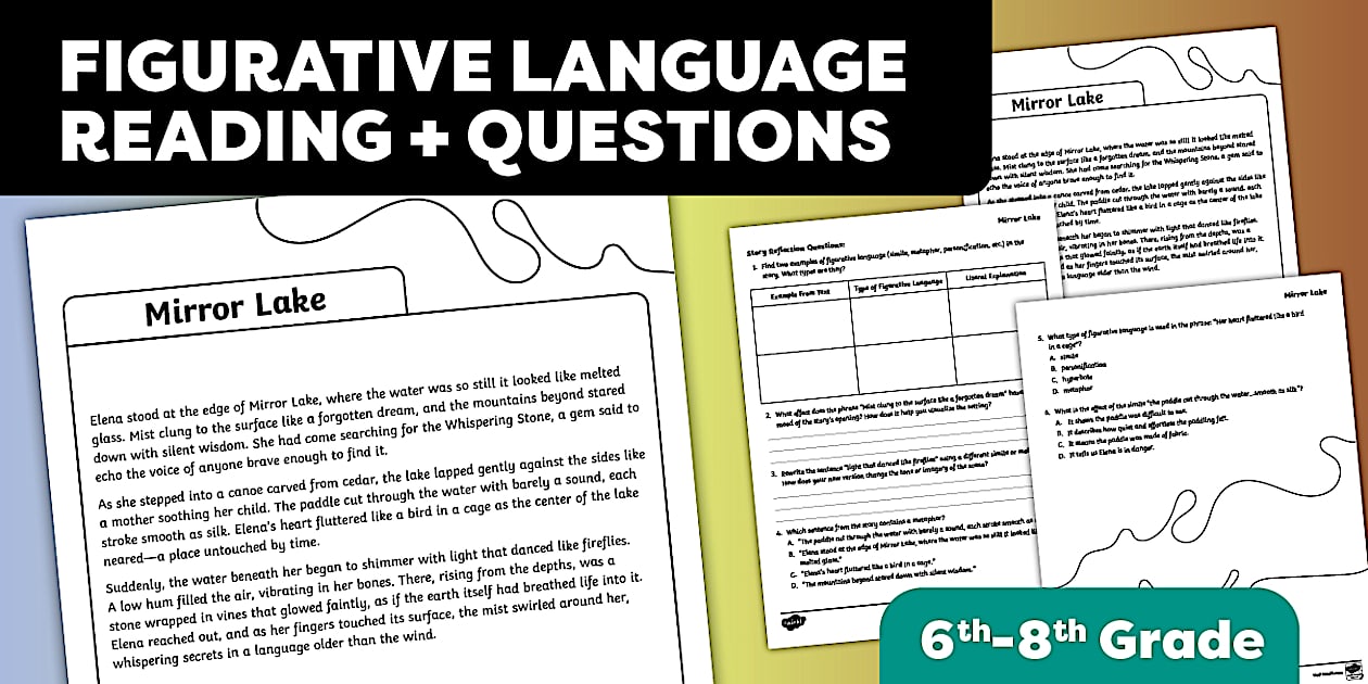 Mirror Lake Figurative Language Adventure Story for 6th-8th