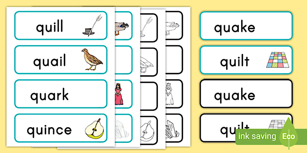 -qu Digraph Word Cards (teacher made) - Twinkl