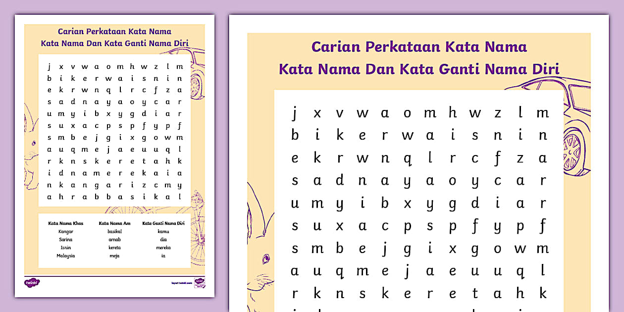 Aktiviti Carian Perkataan Kata Nama Dan Kata Ganti Nama Diri - KSSR 1