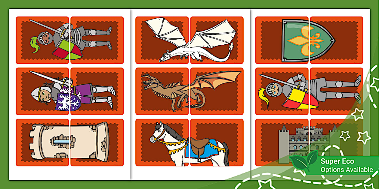 Knights and Dragons Matching Puzzle Game | Parents - Twinkl