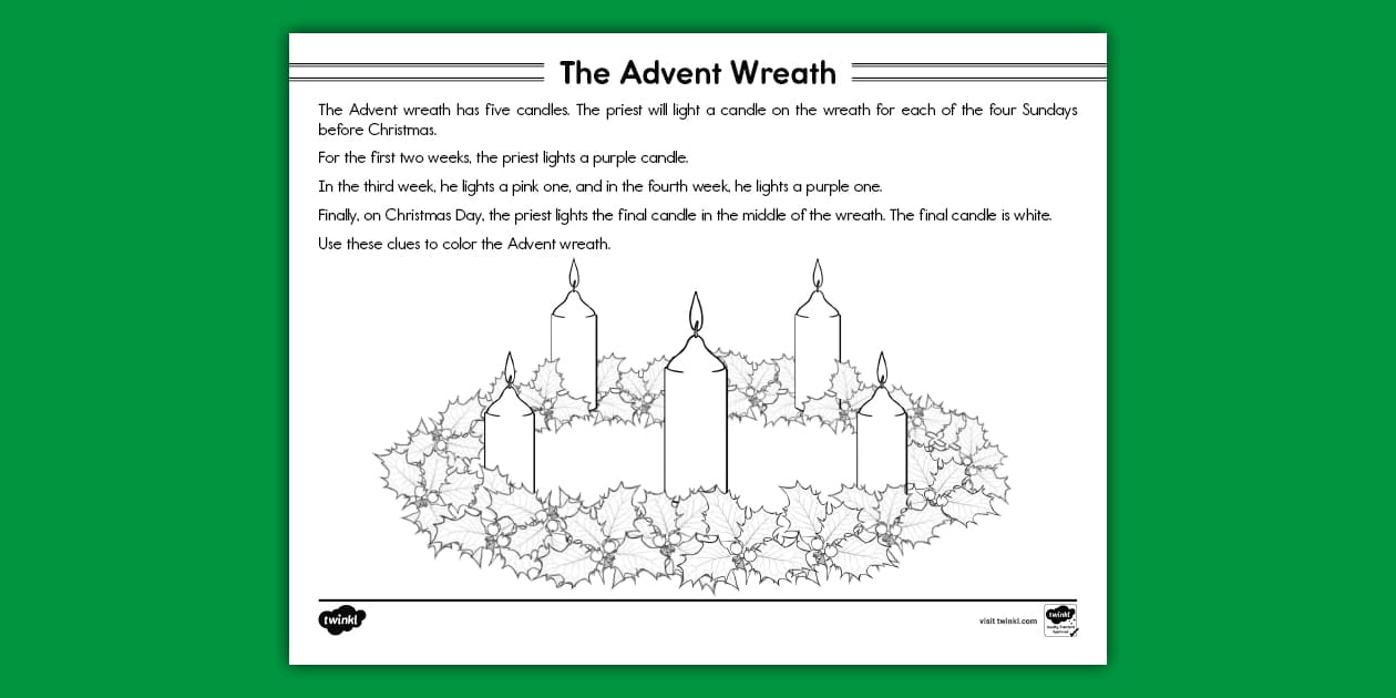 Advent Wreath Coloring Worksheet (teacher made) - Twinkl