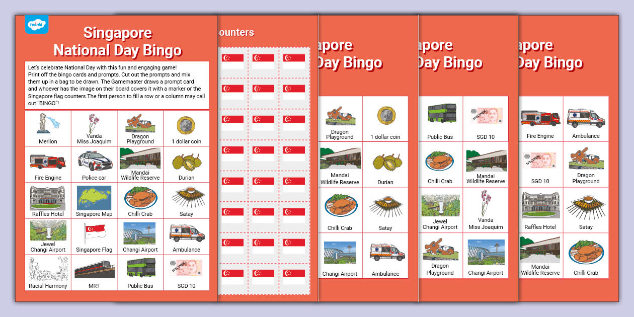 Singapore National Day Bingo