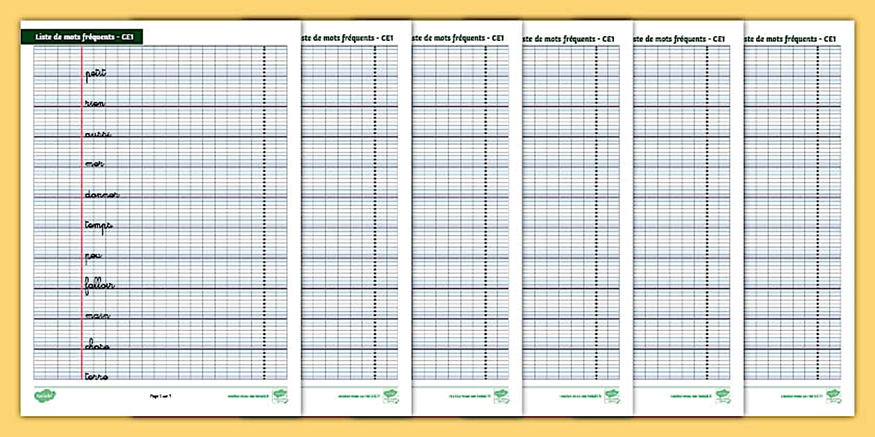 Liste de mots fréquents - CE1 (teacher made) - Twinkl