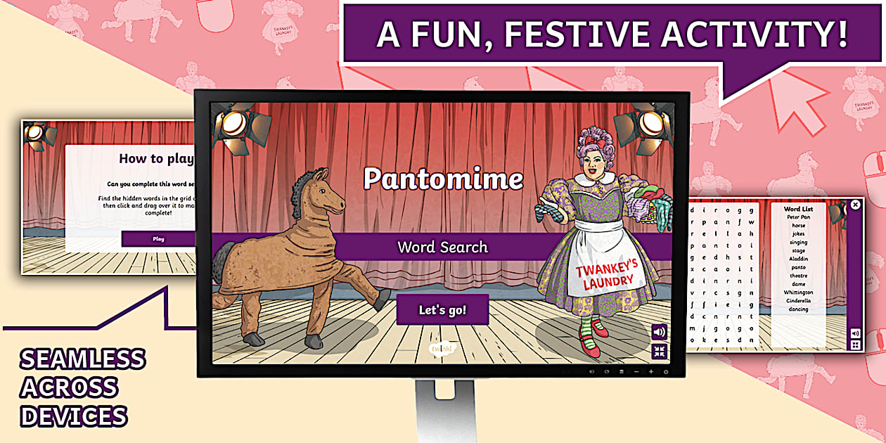KS2 Pantomime Interactive Word Search - KS2 - Twinkl