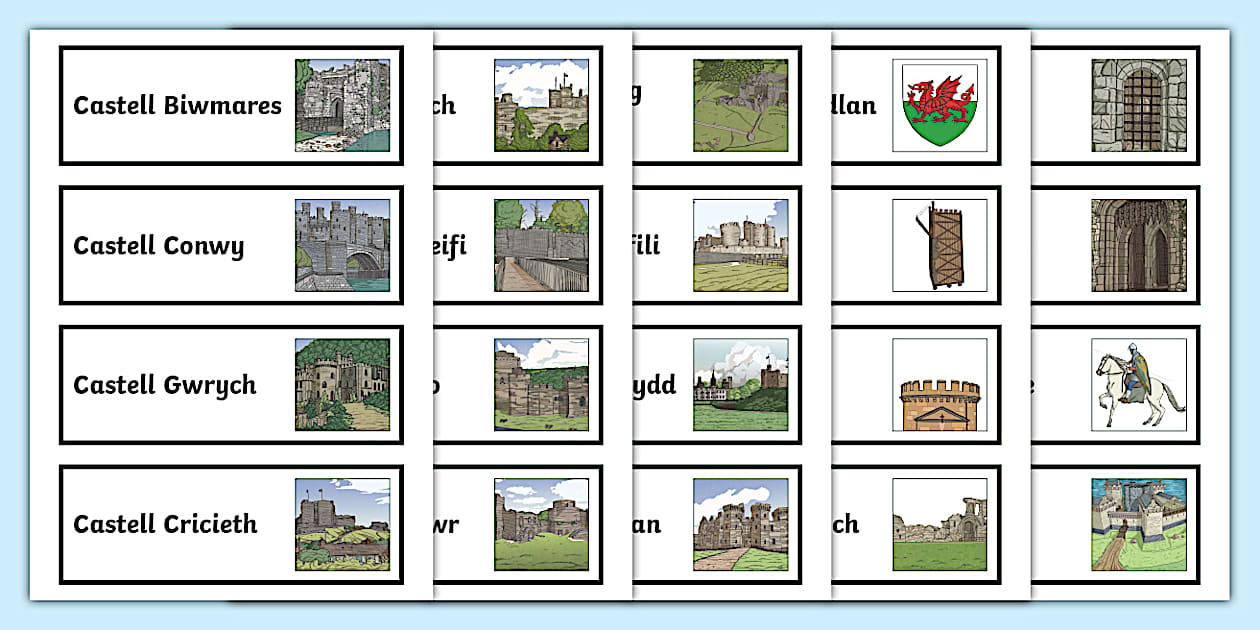 Cardiau Geirfa Cestyll Cymru