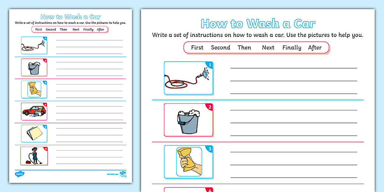 How to Wash a Car Instruction Writing Template - Twinkl