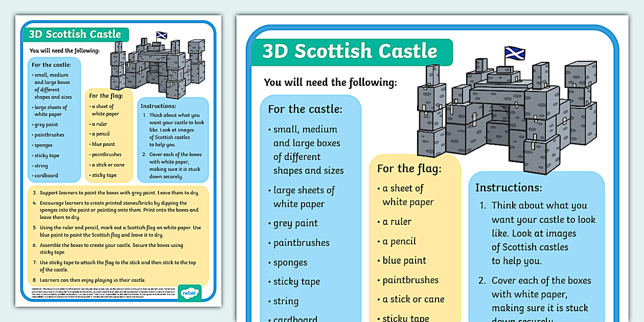Scottish Castle 3D Craft Activity (teacher made) - Twinkl