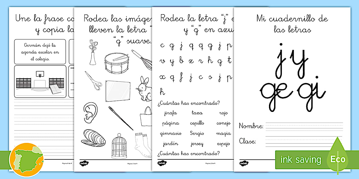 Cuadernillo de lecto: La J y la G Cuadernillo de lengua