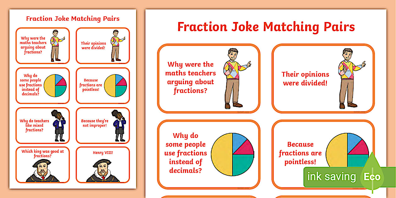 Fraction Joke Matching Pairs (teacher made) - Twinkl