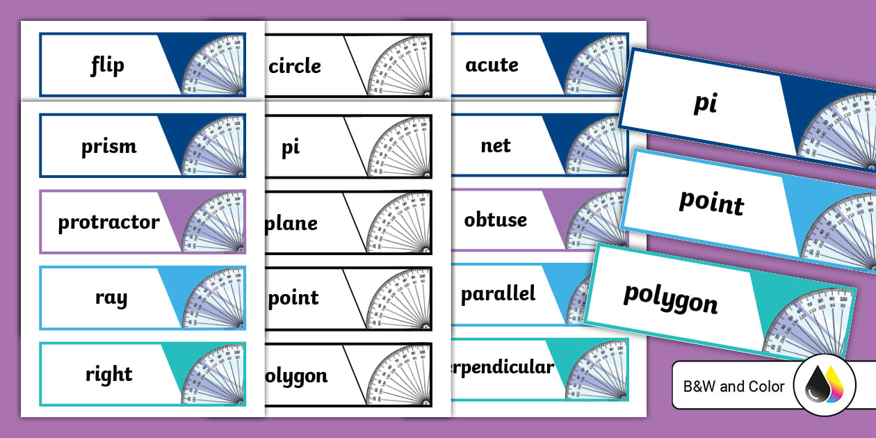 Tier 3 Geometry Vocabulary Word Cards for 3rd-5th Grade