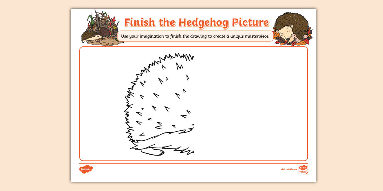 Finish the Hedgehog Picture Worksheet (teacher made)