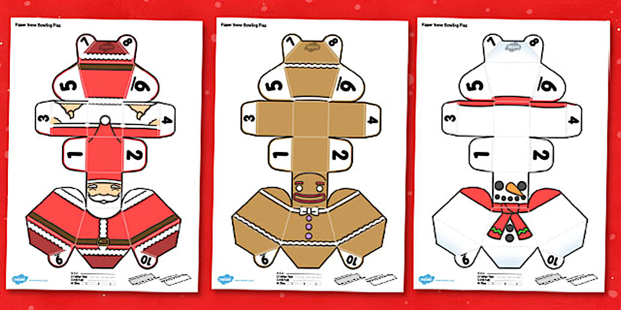 Paper Snow Bowling Pins Activity (teacher made) - Twinkl