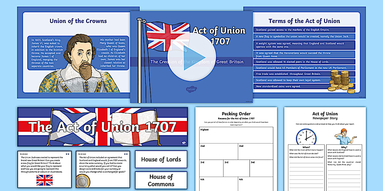Act Of Union 1707 Resource Pack (teacher made) - Twinkl
