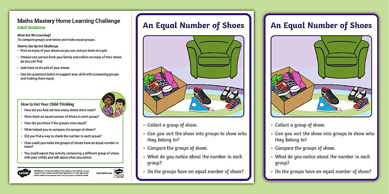 EYFS Maths Equal Groups Home Learning Number of Shoes