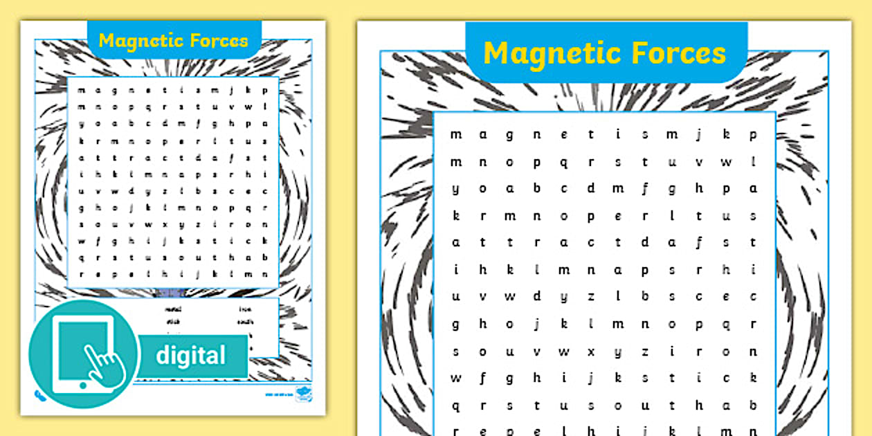 Magnetic Forces Word Search - Twinkl
