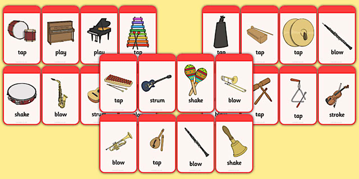 Musical Instrument Flashcards (with Action) (teacher made)