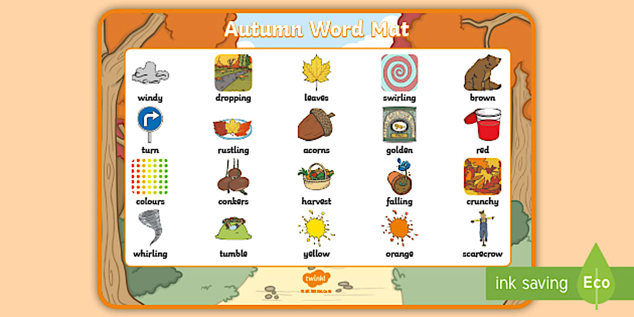Autumn Word Mat - Primary Resource (teacher made) - Twinkl