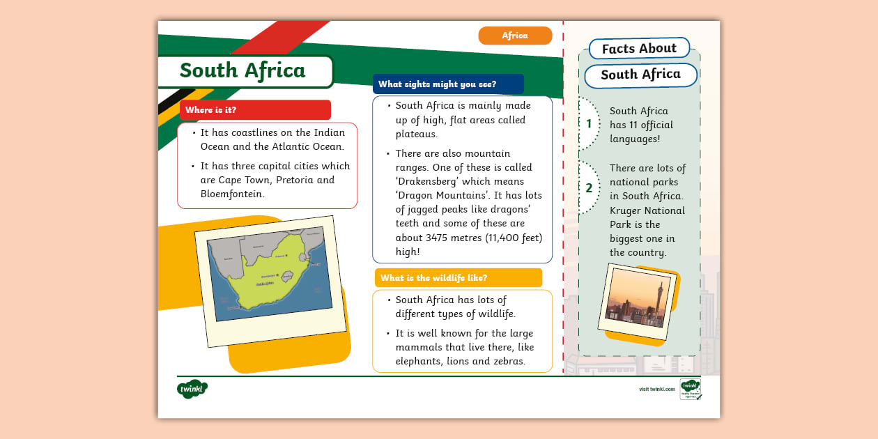 KS1 South Africa Fact File - Twinkl - Geography - Twinkl
