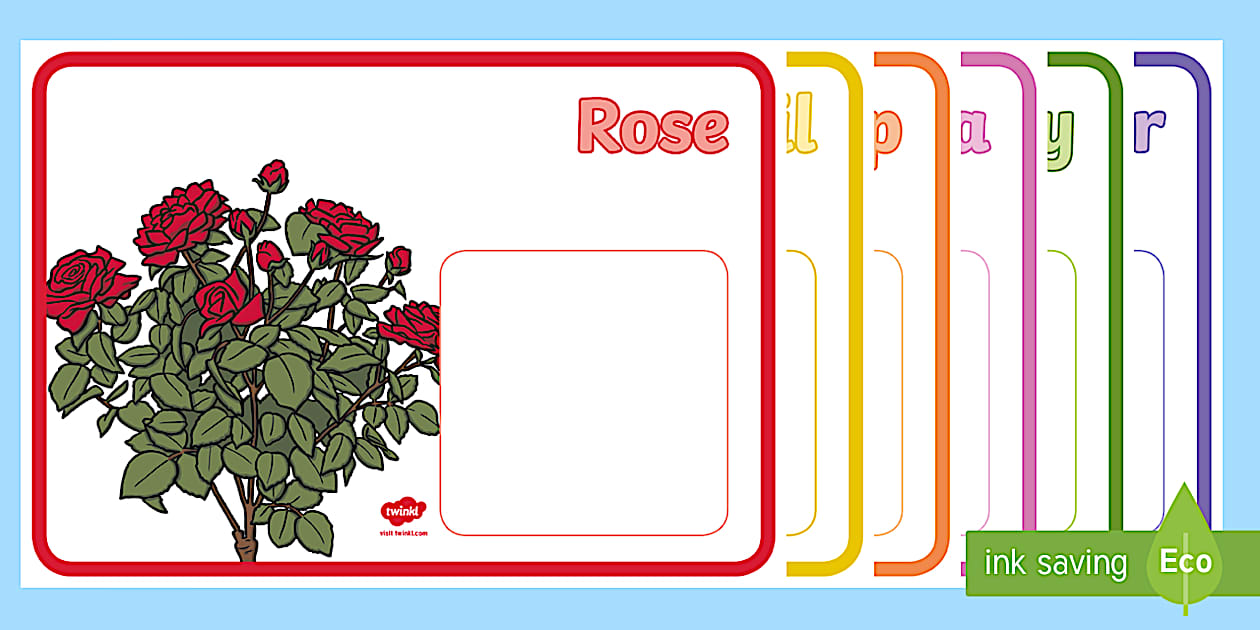 Cursive Editable Class Group Names Flowers Display Labels