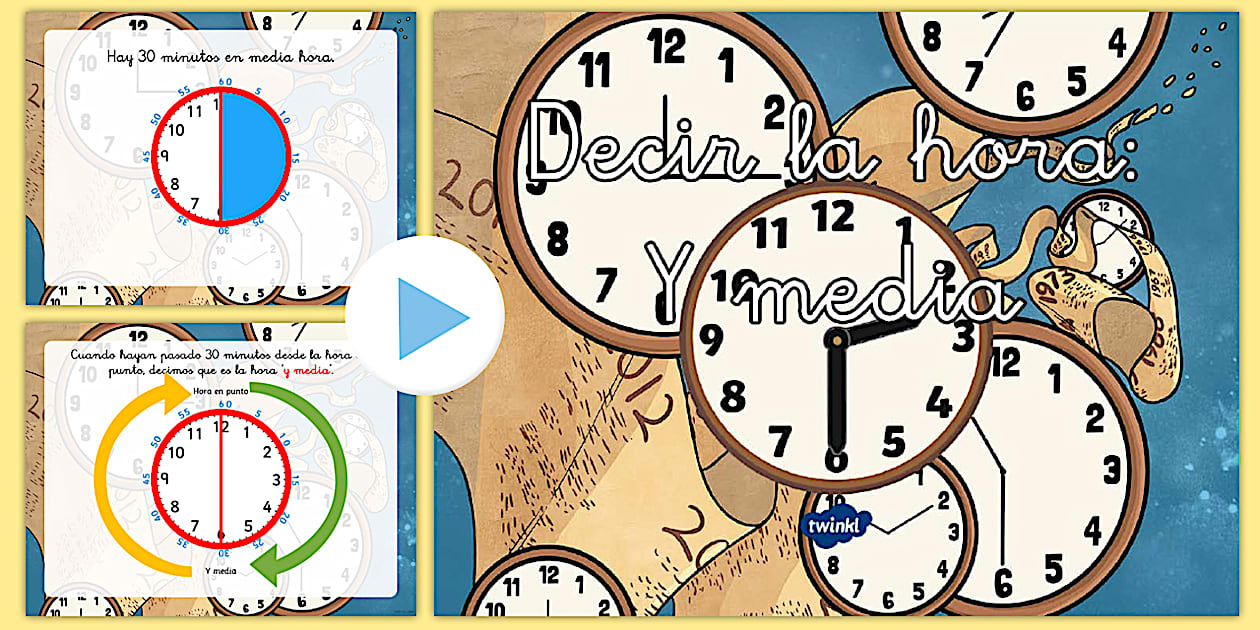 Presentación: Decir la hora - Y media (teacher made)
