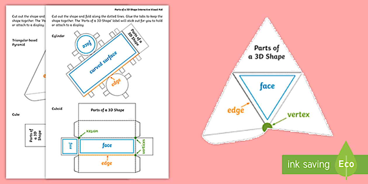 Editable Parts of a 3D Shape Interactive Visual Aid - Twinkl