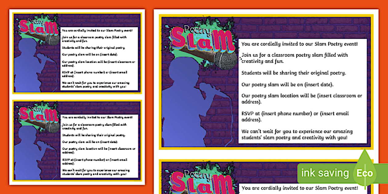 Slam Poetry Editable Invitations | Twinkl Resources - Twinkl