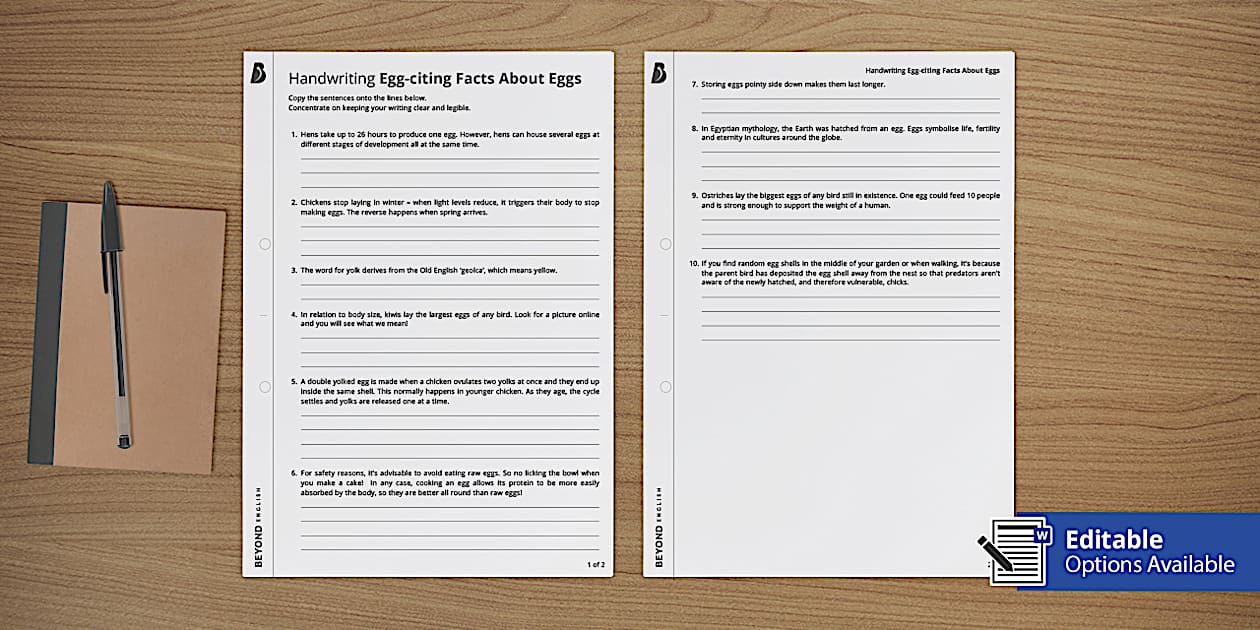 Handwriting for Older Students: Egg-citing Eggs - Twinkl