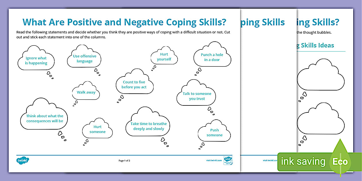 Editable What Are Positive and Negative Coping Skills? Worksheet