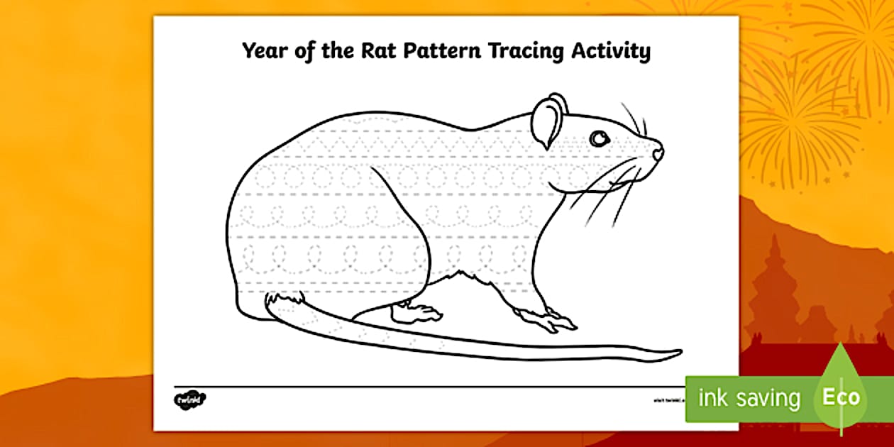 Editable Year of the Rat Pattern Tracing Activity - Twinkl