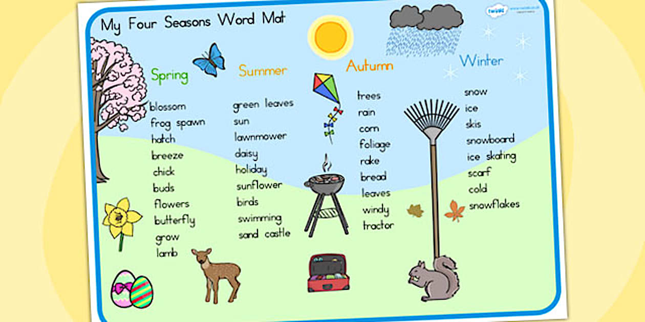 Seasons Word Mats (teacher made) - Twinkl
