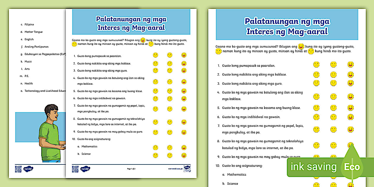 Palatanungan ng mga Interes ng Mag-aaral | Philippines | Twinkl