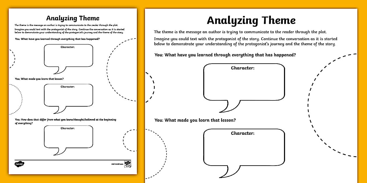 Analyzing Theme Worksheet for 6th-8th Grade