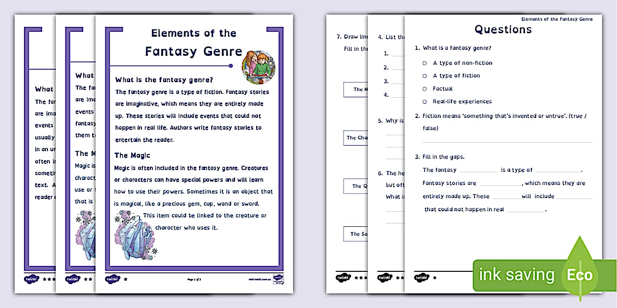 Fantasy Dyslexia Reading Comprehension Worksheet | Twinkl