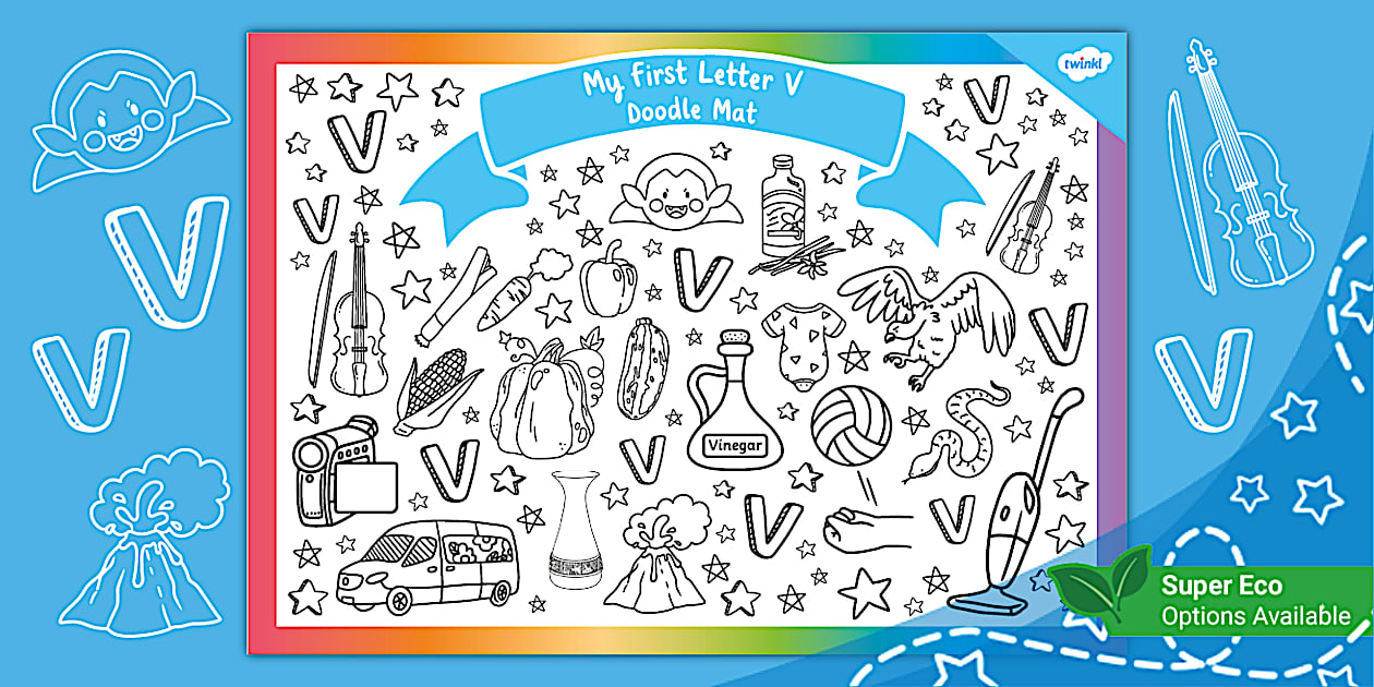 My First Letter V Doodle Mat (Teacher-Made) - Twinkl