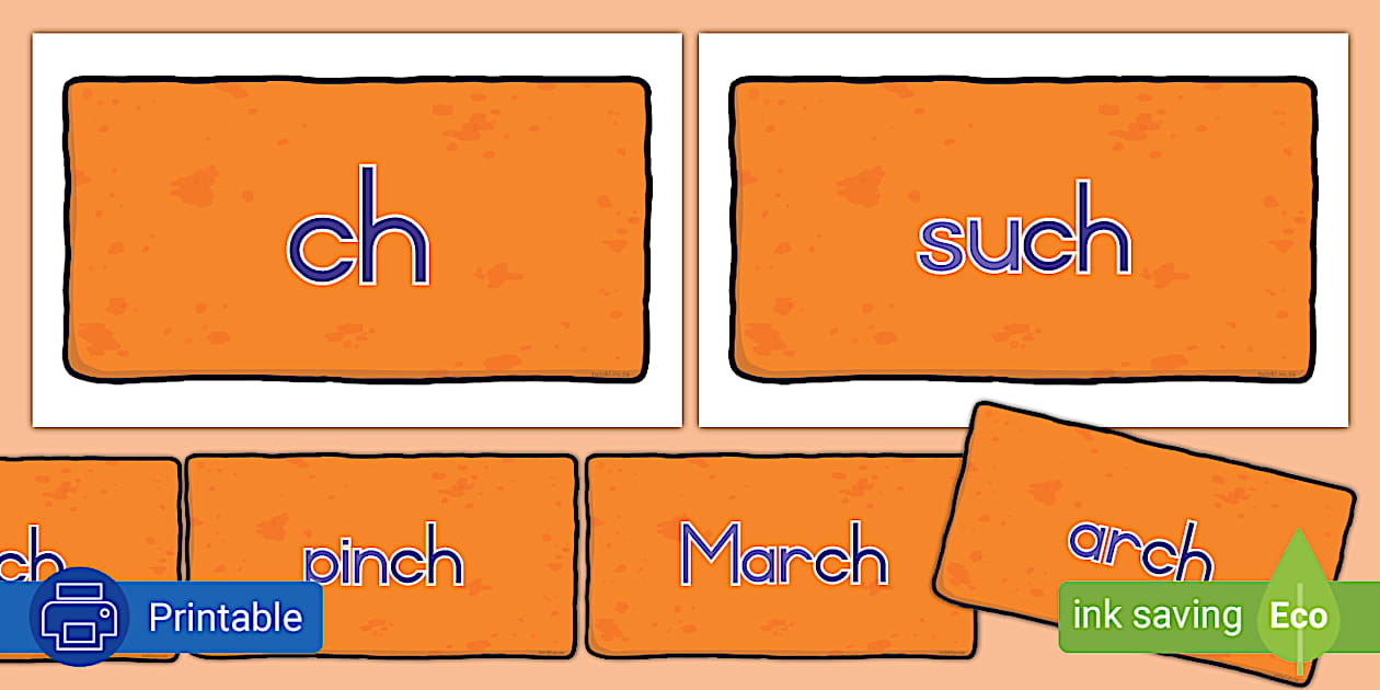 Grade 1 Phonics: Ending -ch Word Wall Cards (teacher made)