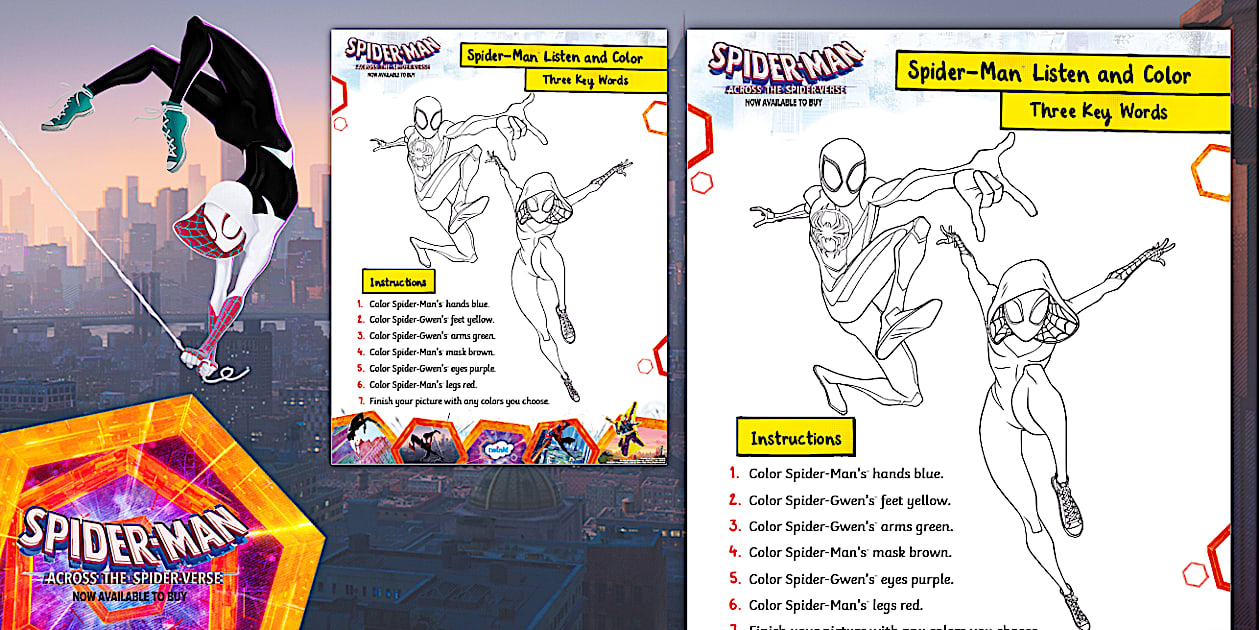 FREE! - Spider-Man™: Listen and Color Worksheet - Twinkl