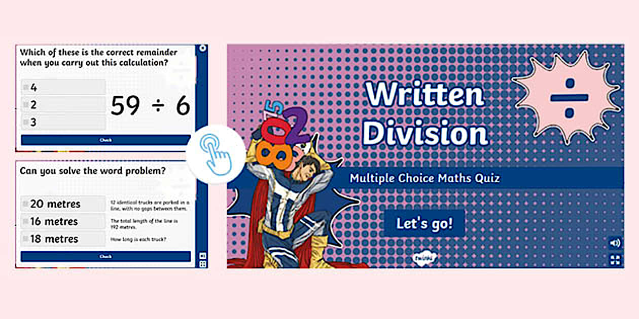 👉 Written Division Multiple Choice Maths Quiz - KS2 Revision