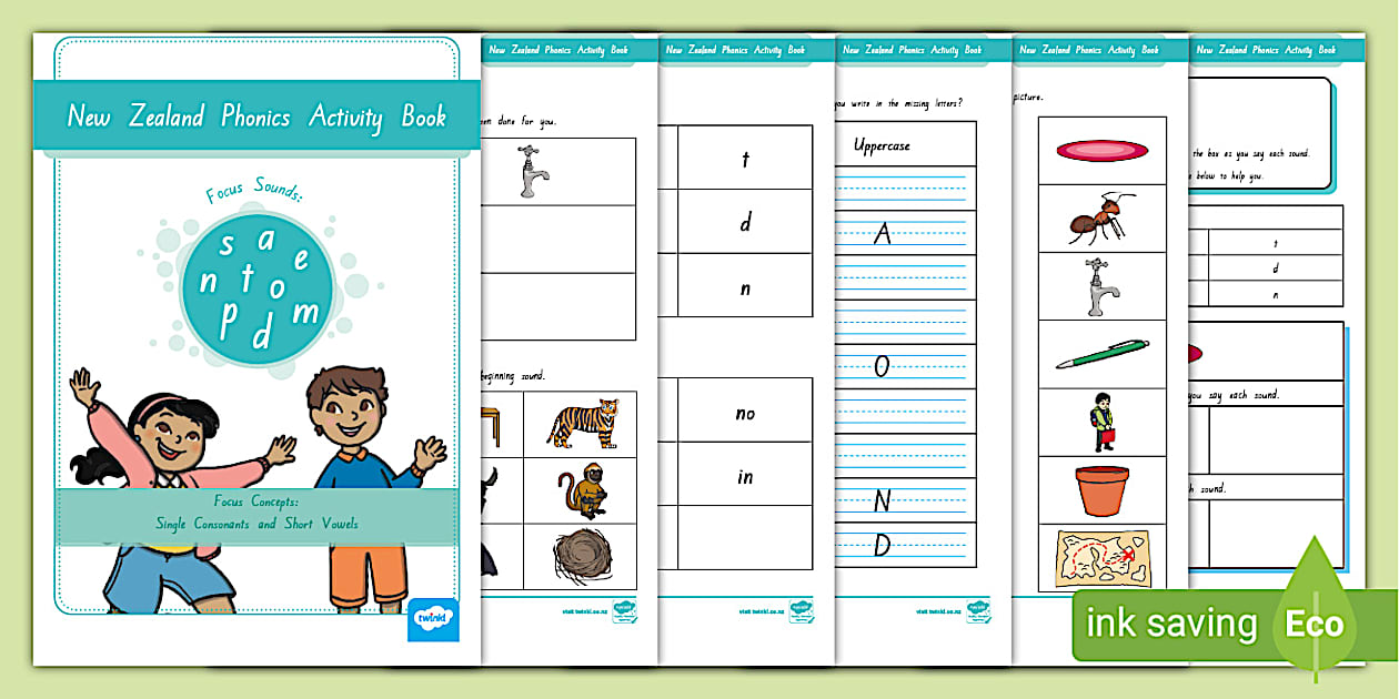 New Zealand Phonics Plus Activity Booklet 1 (Set 1) - Single Consonants and