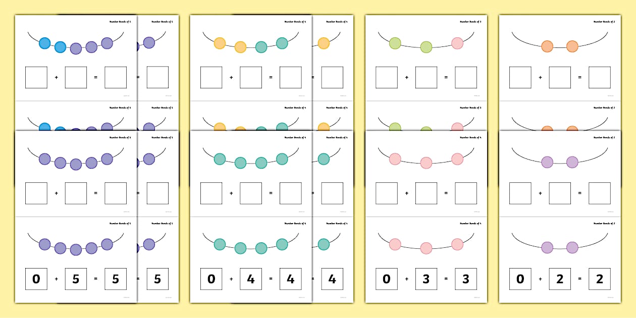 👉 Number Bonds Within 5 Bead Cards - Twinkl