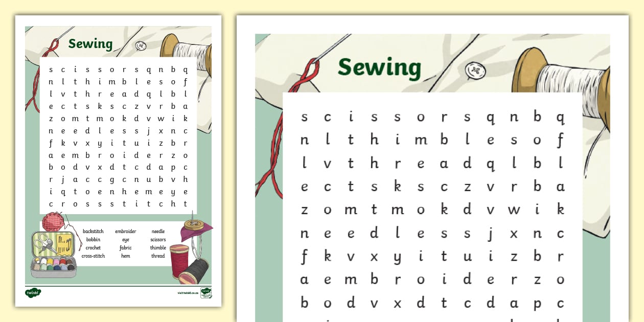 Sewing Word Search (teacher made) - Twinkl