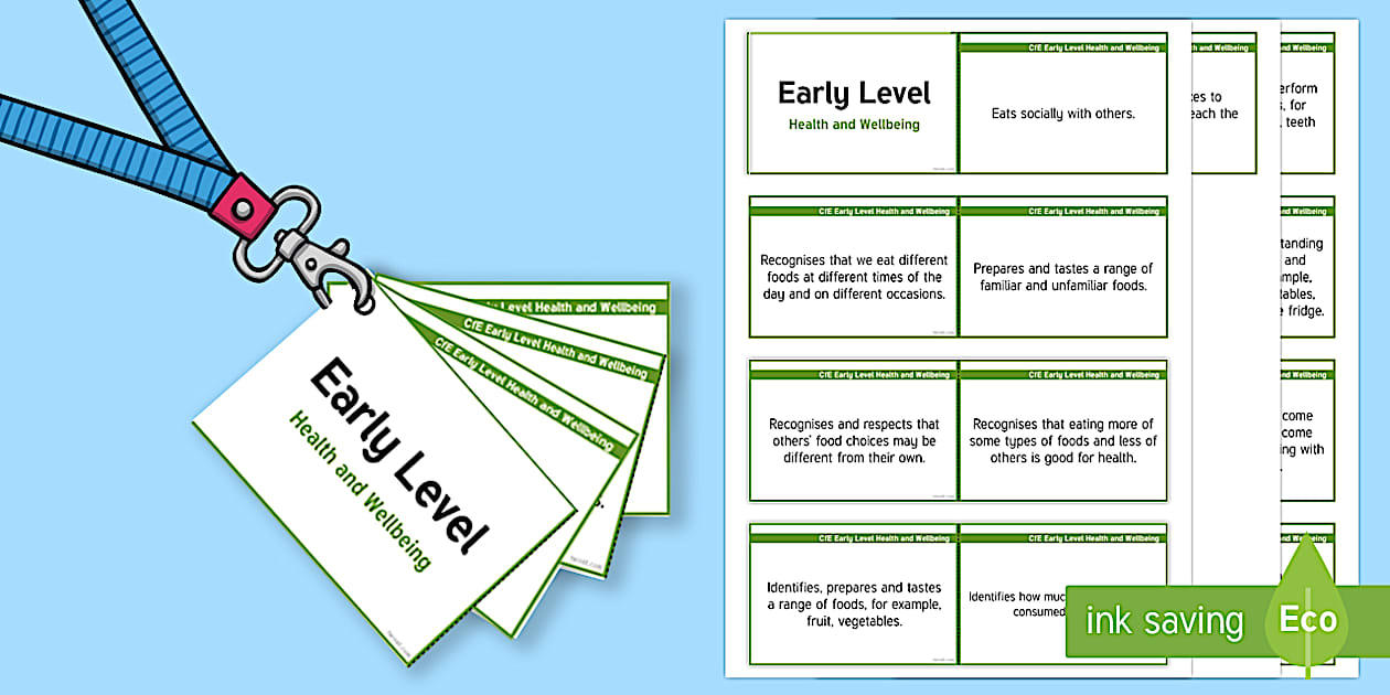 CfE Early Level Health and Wellbeing (Food and Health) Lanyard-Sized