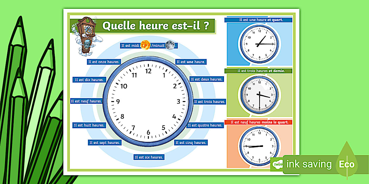 Cursive French: Time Poster (teacher made) - Twinkl