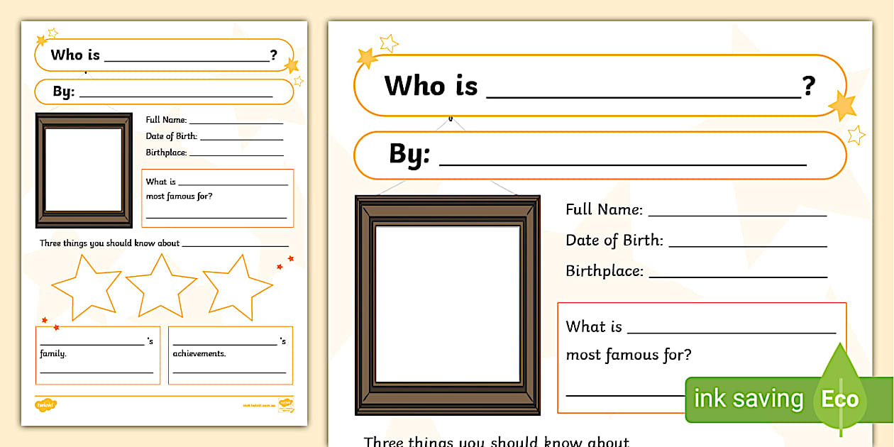 Biography Writing Template (F-2) (teacher made) - Twinkl