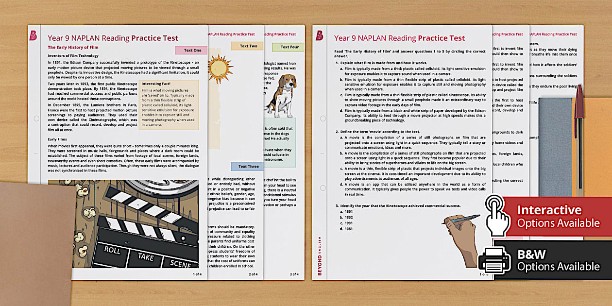 Year 9 NAPLAN Reading Practice Test (teacher made) - Twinkl
