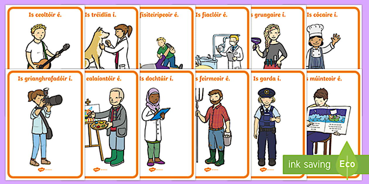 Editable Occupations Display Posters Gaeilge - Twinkl