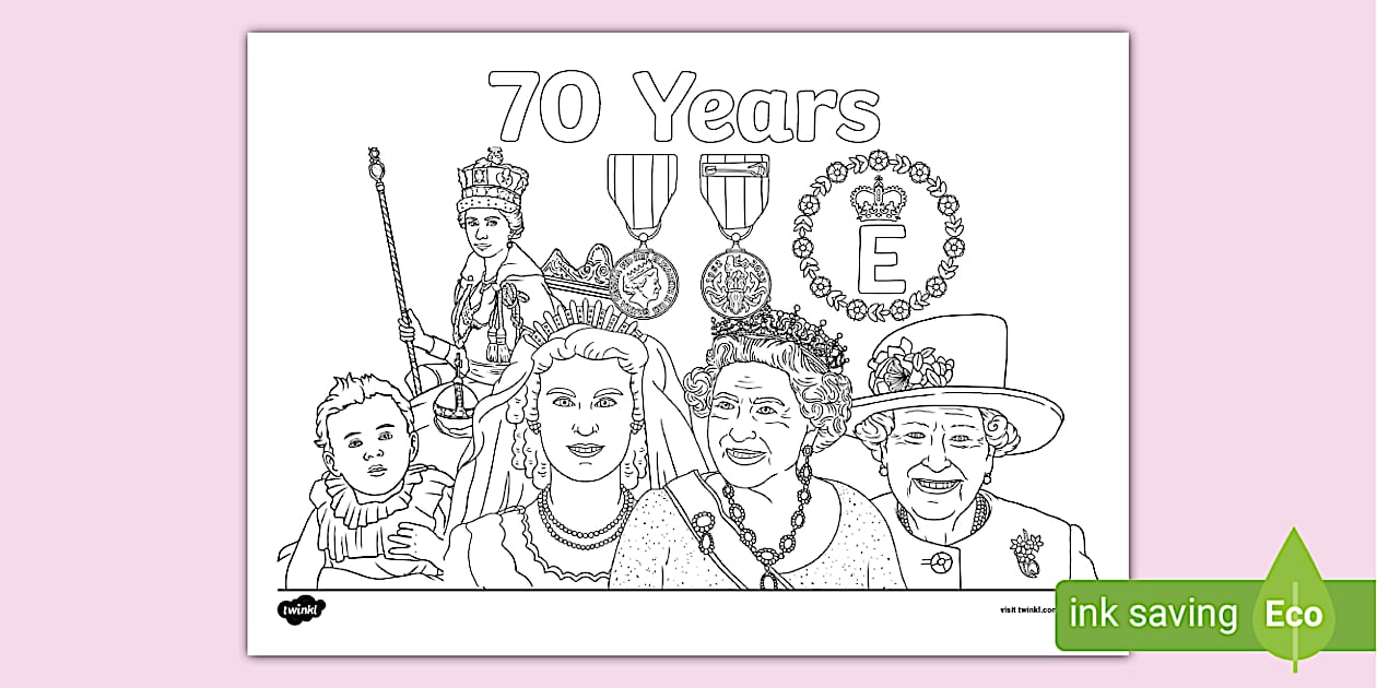 70 Years Jubilee Colouring Sheet (teacher made) - Twinkl
