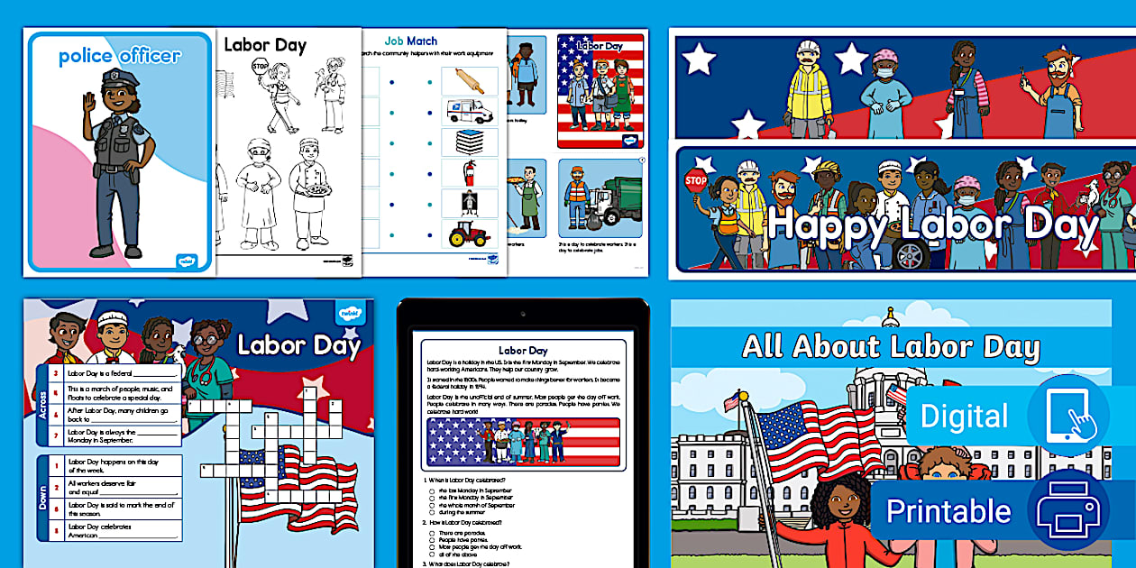 Labor Day Activity Pack | PreK to 2nd Grade | Twinkl