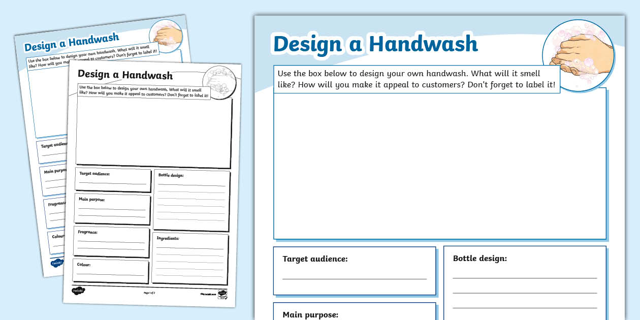 Design a Handwash Worksheet - Twinkl Designs (teacher made)