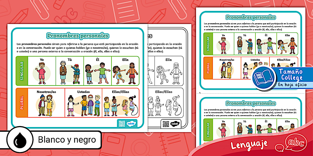 Póster | Pronombres | Personales | (profesor hizo) - Twinkl
