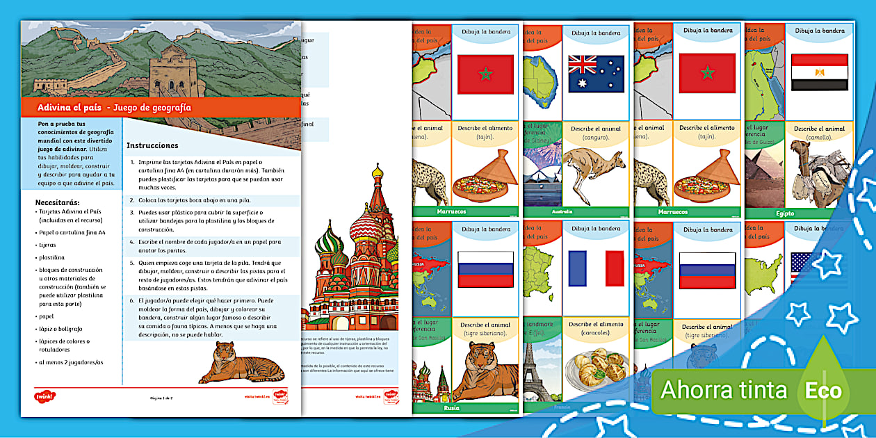 Juego de mesa: Adivina el país (teacher made) - Twinkl